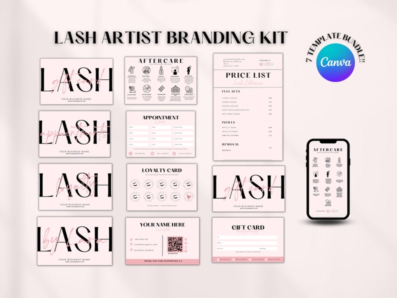 Lash Artist Business Card Templates, Lash Extension Forms (canva) - Etsy