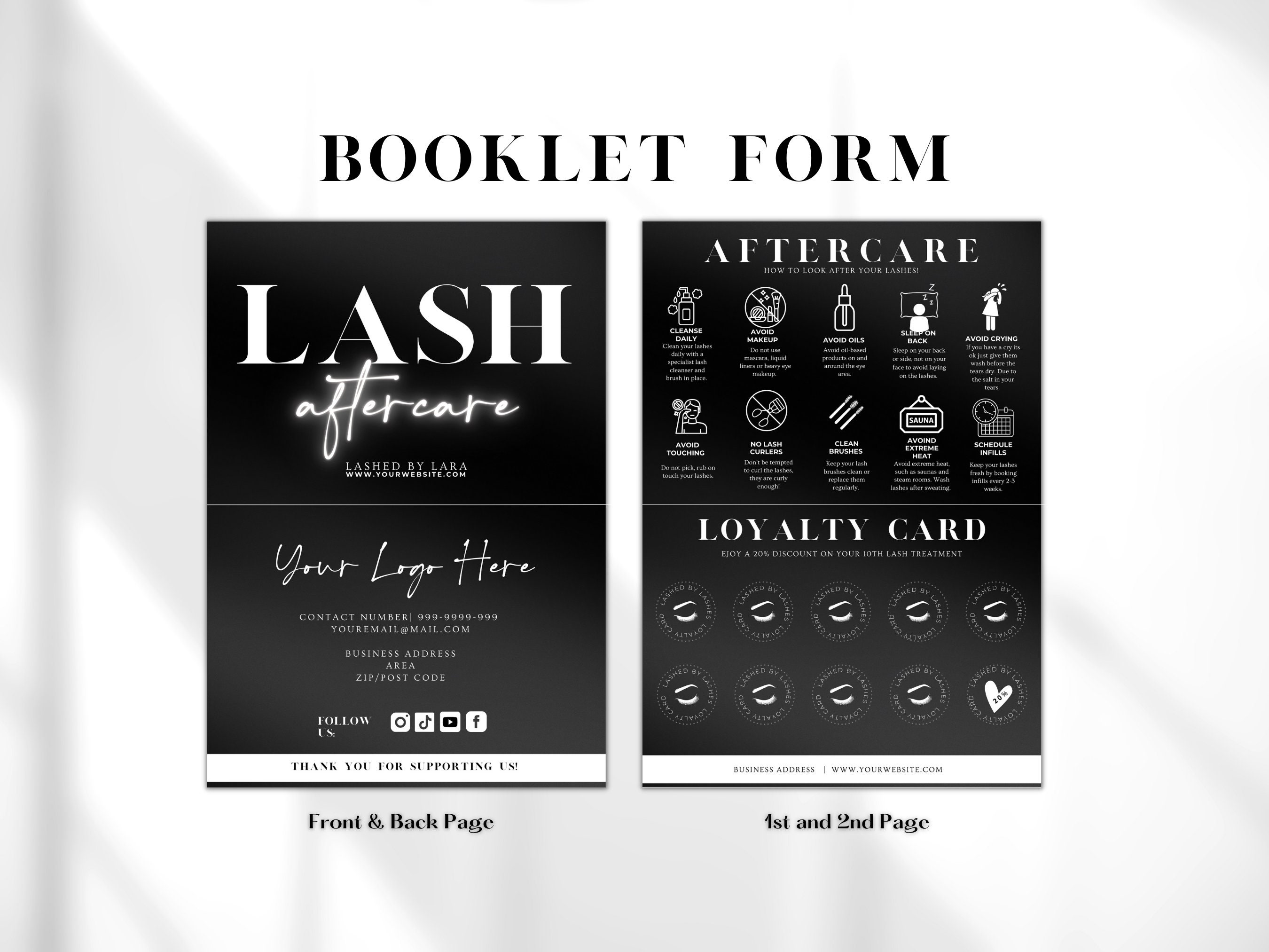 Editable Lash Tech Loyalty Aftercare Card Template (digital Download ...