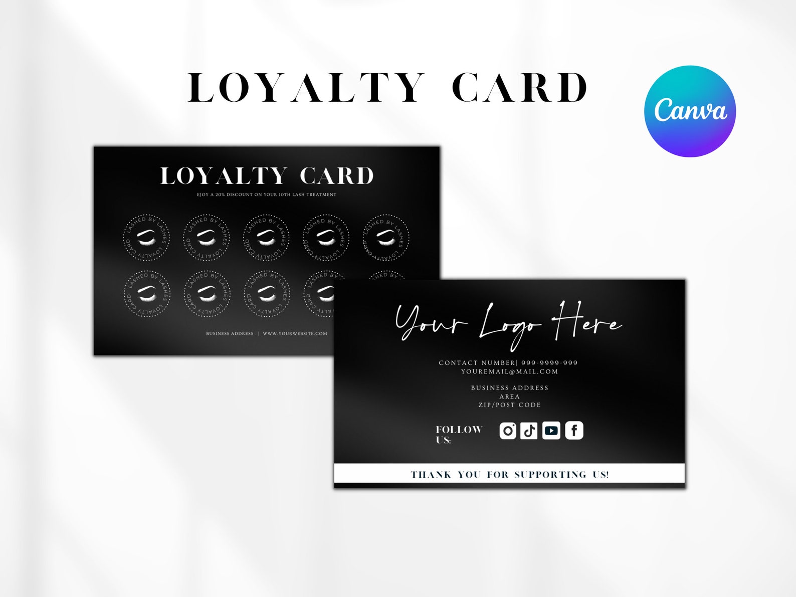 Editable Lash Tech Loyalty Aftercare Card Template (digital Download ...