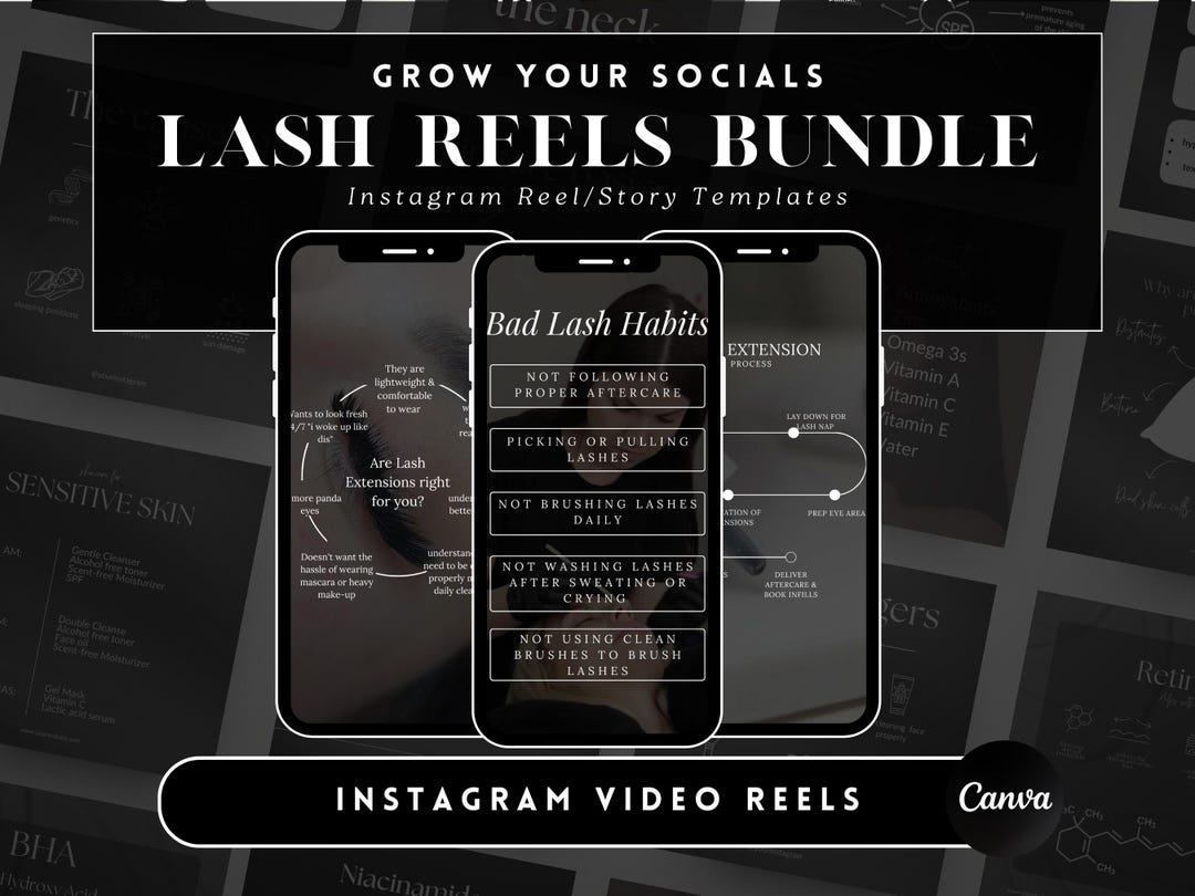 Lash Tech Instagram Reel Templates: Lash Artist Social Media (canva) - Etsy