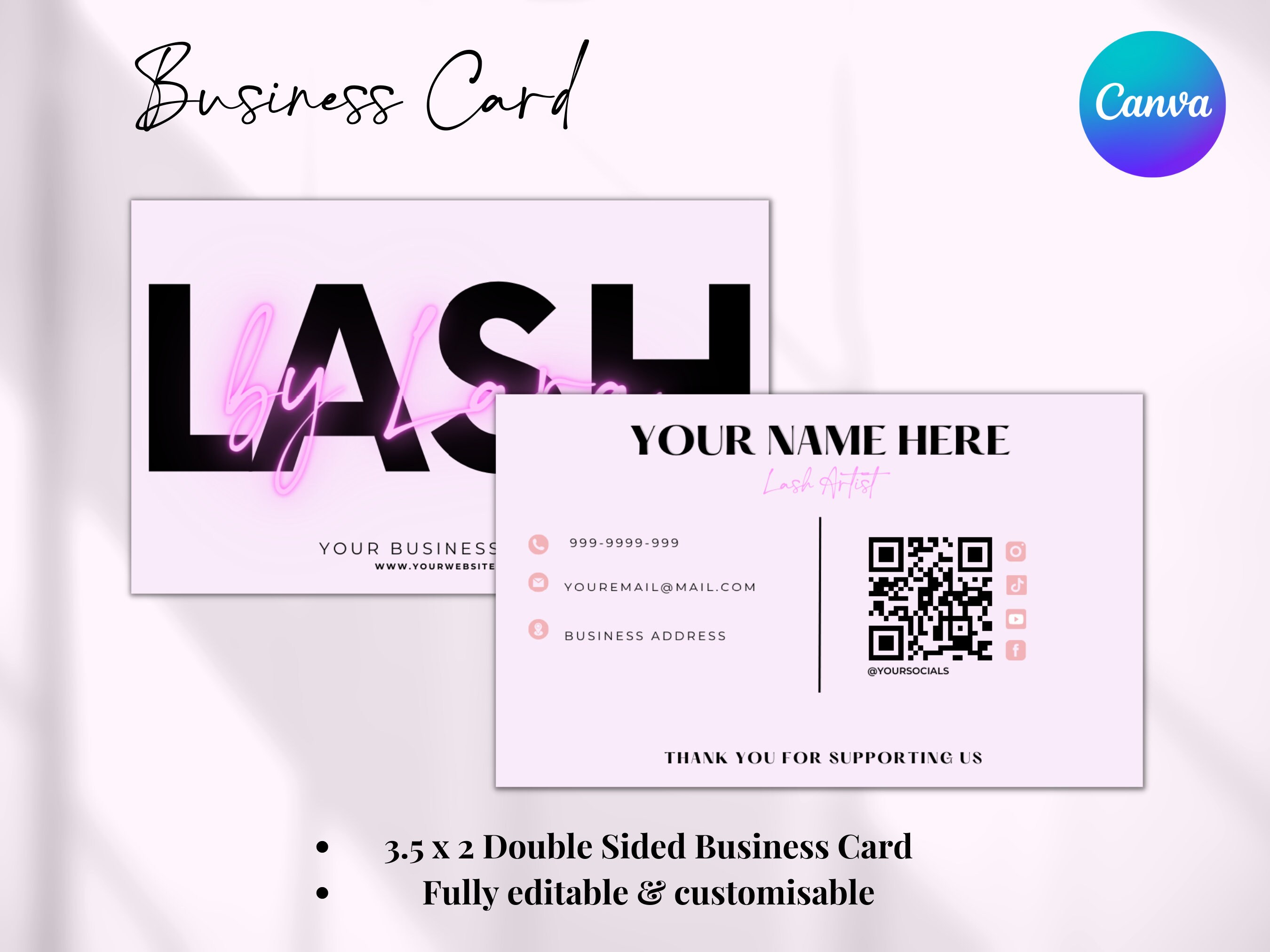 Lash Tech Business Cards Branding Kit, Lash Artist Business Card, Lash ...