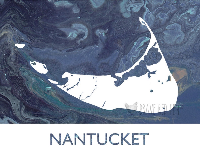 Nantucket Art Print, Nantucket Map, Massachusetts, Cape Cod, Martha's ...