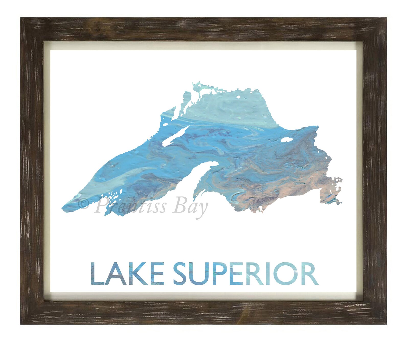 Lake Superior Print, Lake Superior Map, Lake Map, Michigan, Great Lakes ...