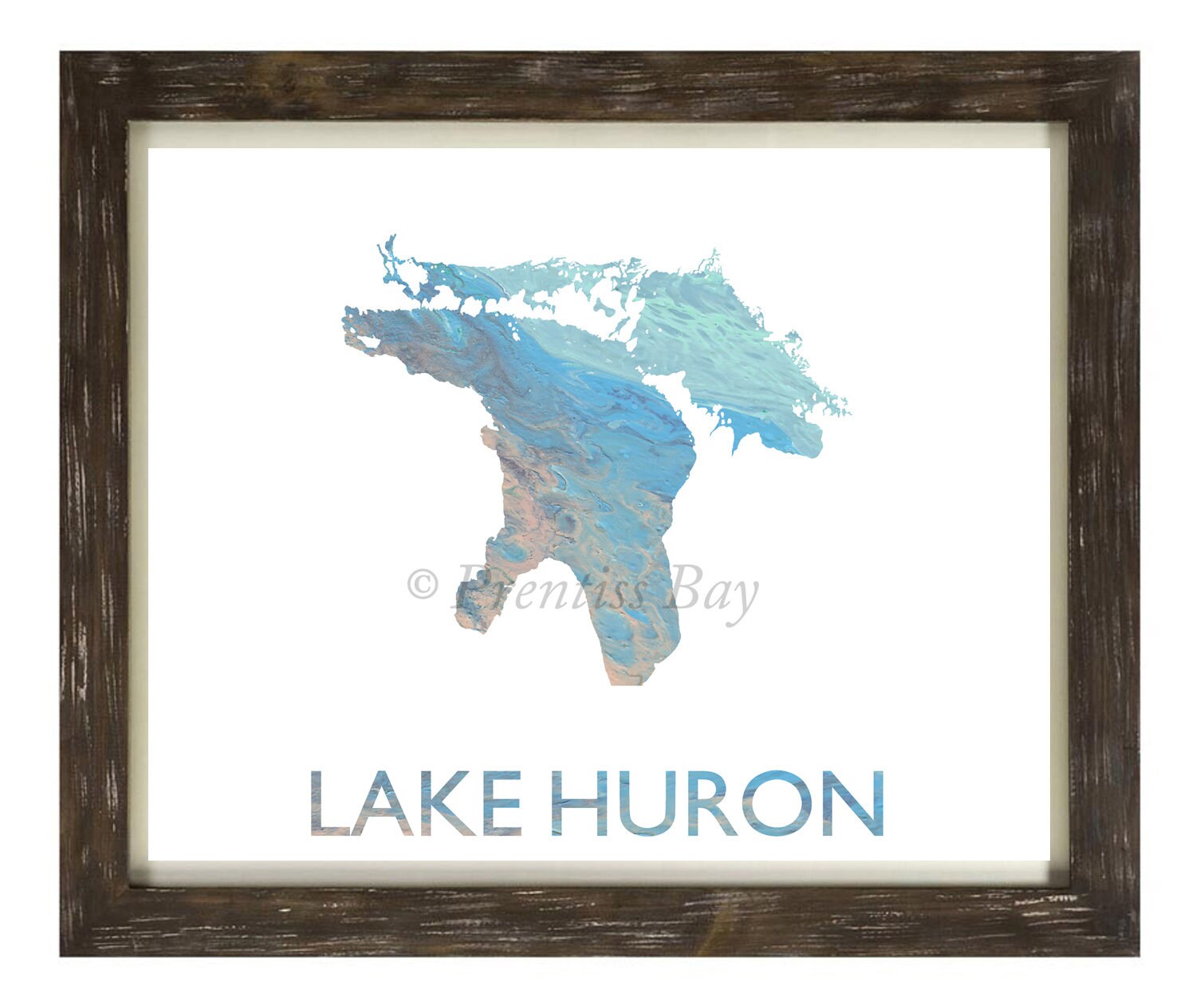 Lake Huron Print, Lake Huron Map, Lake Map, Michigan, Great Lakes ...