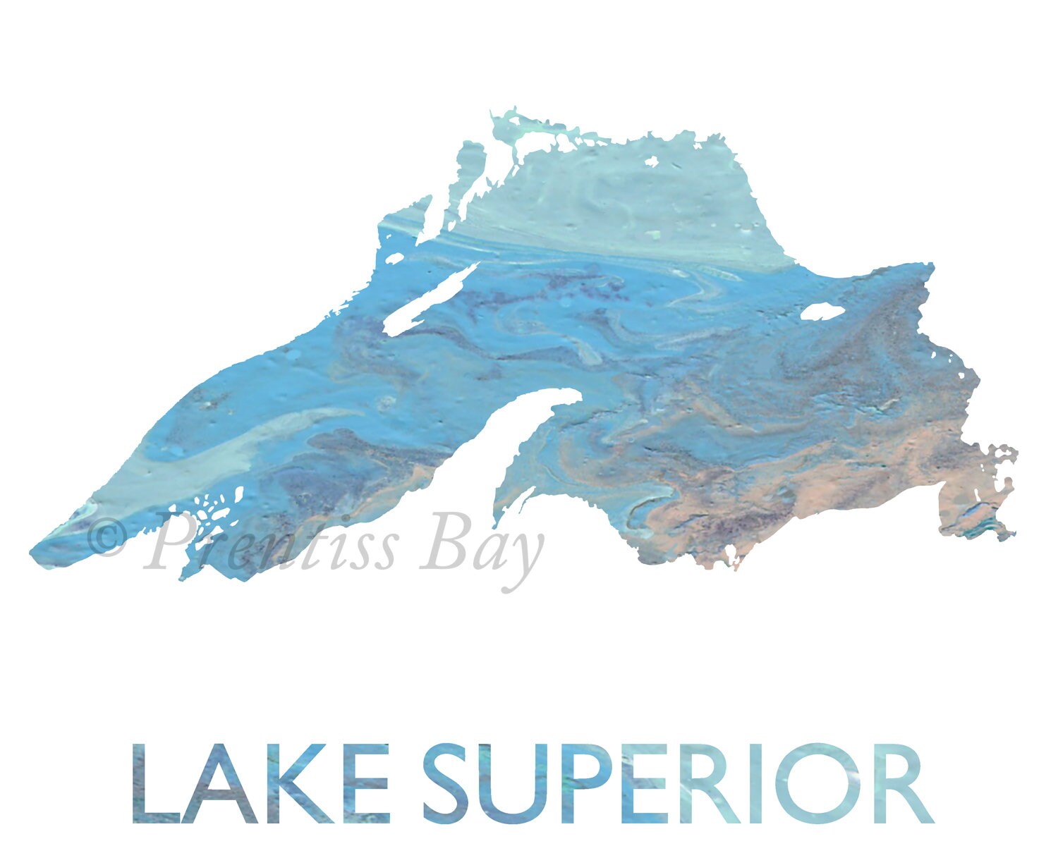Lake Superior Print, Lake Superior Map, Lake Map, Michigan, Great Lakes ...