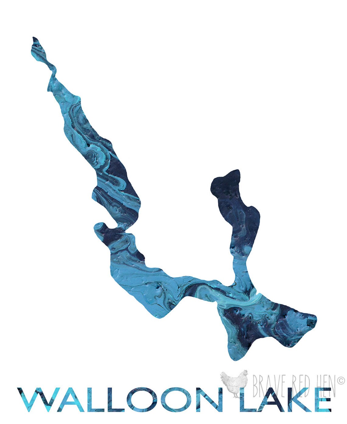 Walloon Lake Print, Walloon Map, Lake Map, Charlevoix, Petoskey ...