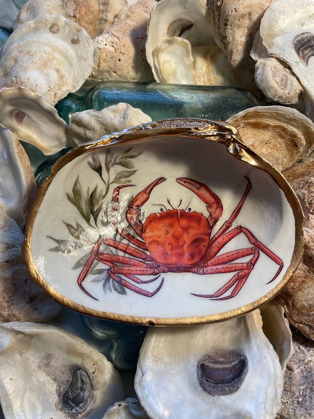 Clam Shell Decoupage Ring Dish Jewelry Trinket Holder Red - Etsy