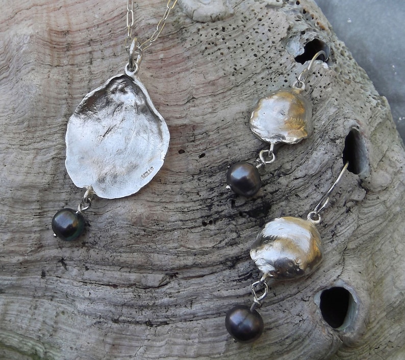 Handmade Sterling Silver Shell Necklace and Earrings With - Etsy