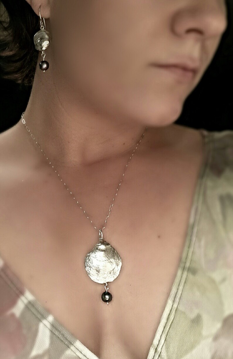Handmade Sterling Silver Shell Necklace and Earrings With - Etsy
