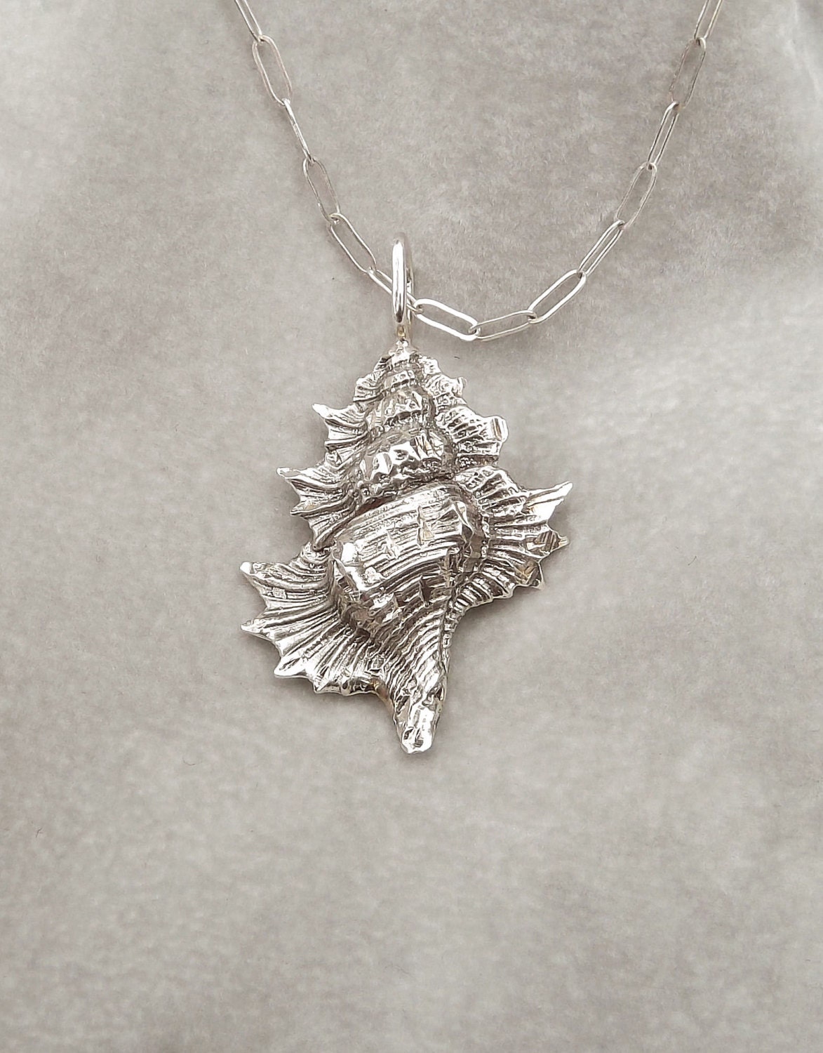 Sterling Silver murex Shell Pendant With Turquoise Chip Inlay. OOAK ...