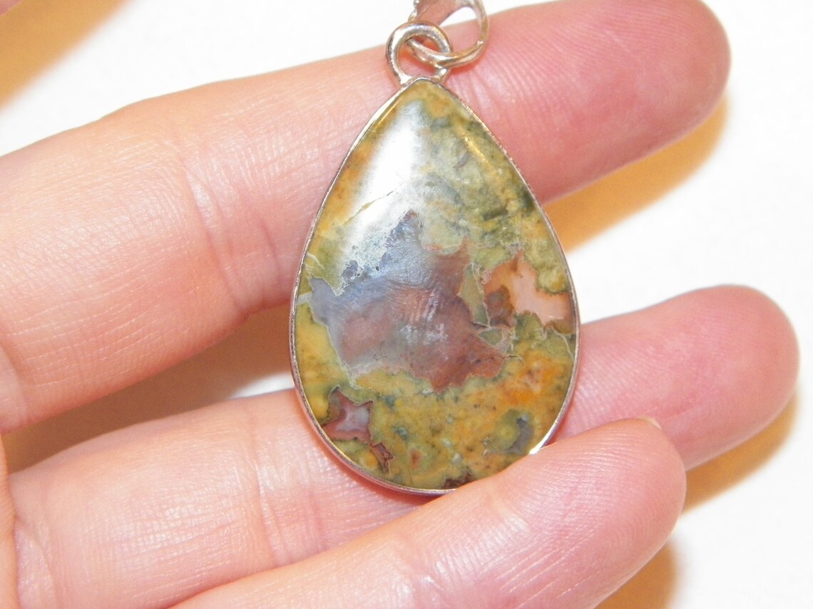 Sterling Silver Agate Gemstone Pendant Nature Colored - Etsy