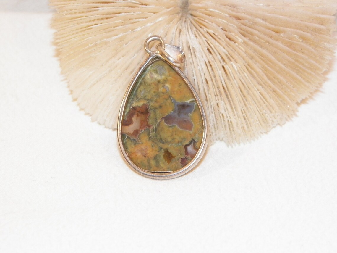 Sterling Silver Agate Gemstone Pendant Nature Colored - Etsy