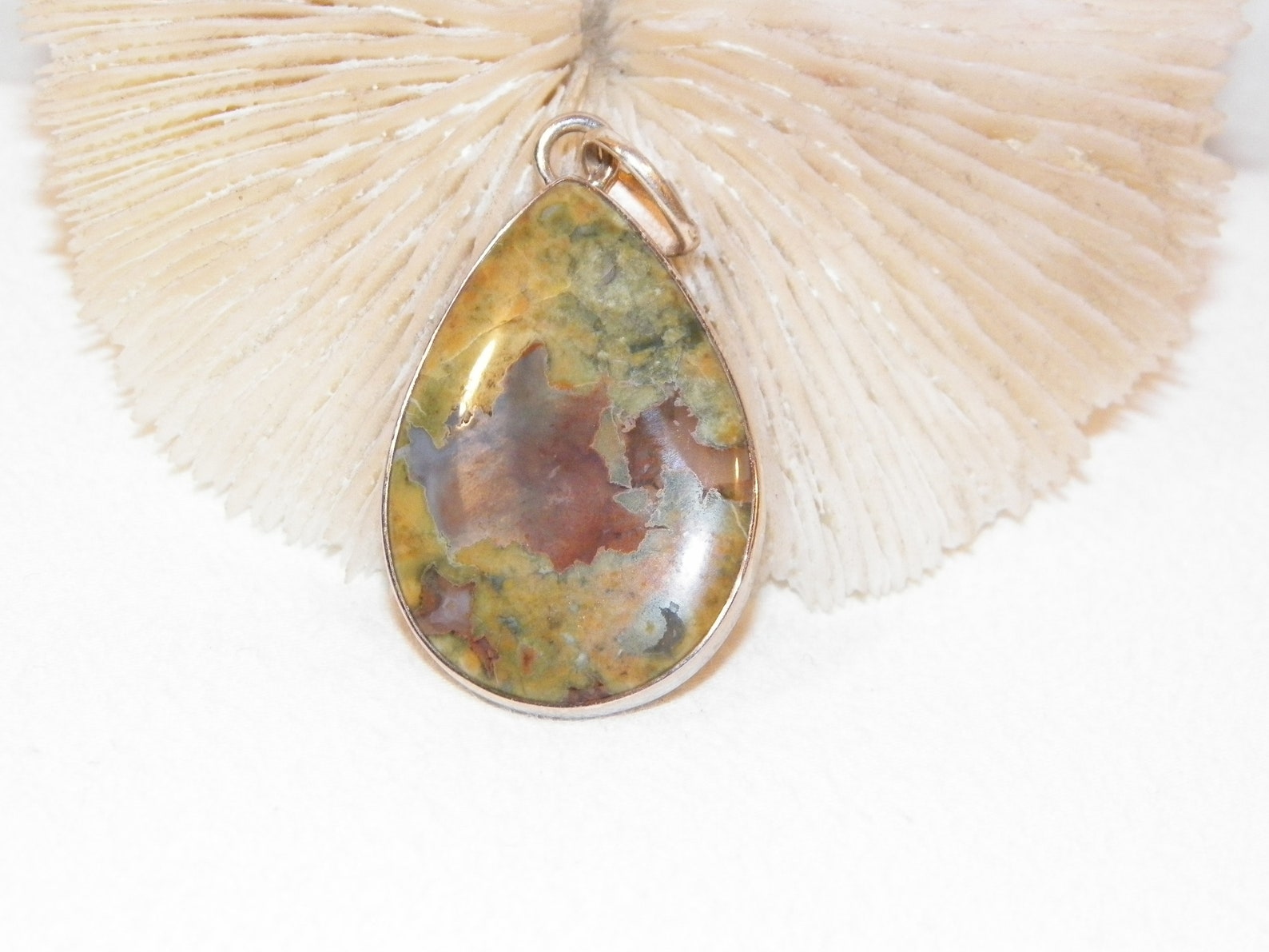 Sterling Silver Agate Gemstone Pendant Nature Colored - Etsy