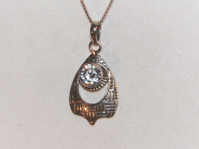 Unique Sterling Silver Pendant With Clear Stone | Etsy