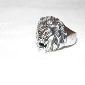 Sterling Silver Lion Ring, Unique Man's Ring, Large Lion Ring, Sterling ...