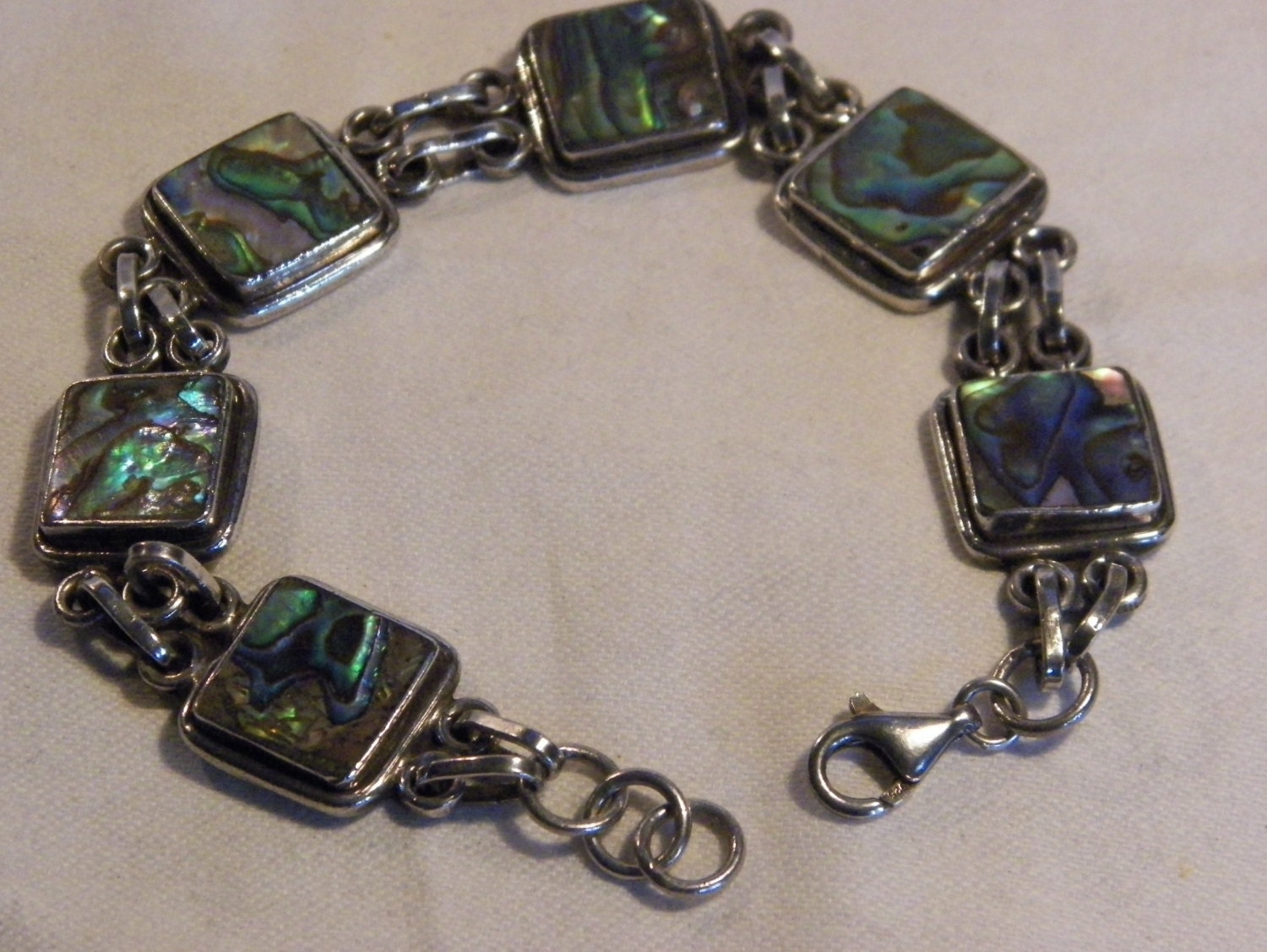 Vintage Sterling Silver Abalone Shell Bracelet Sterling | Etsy