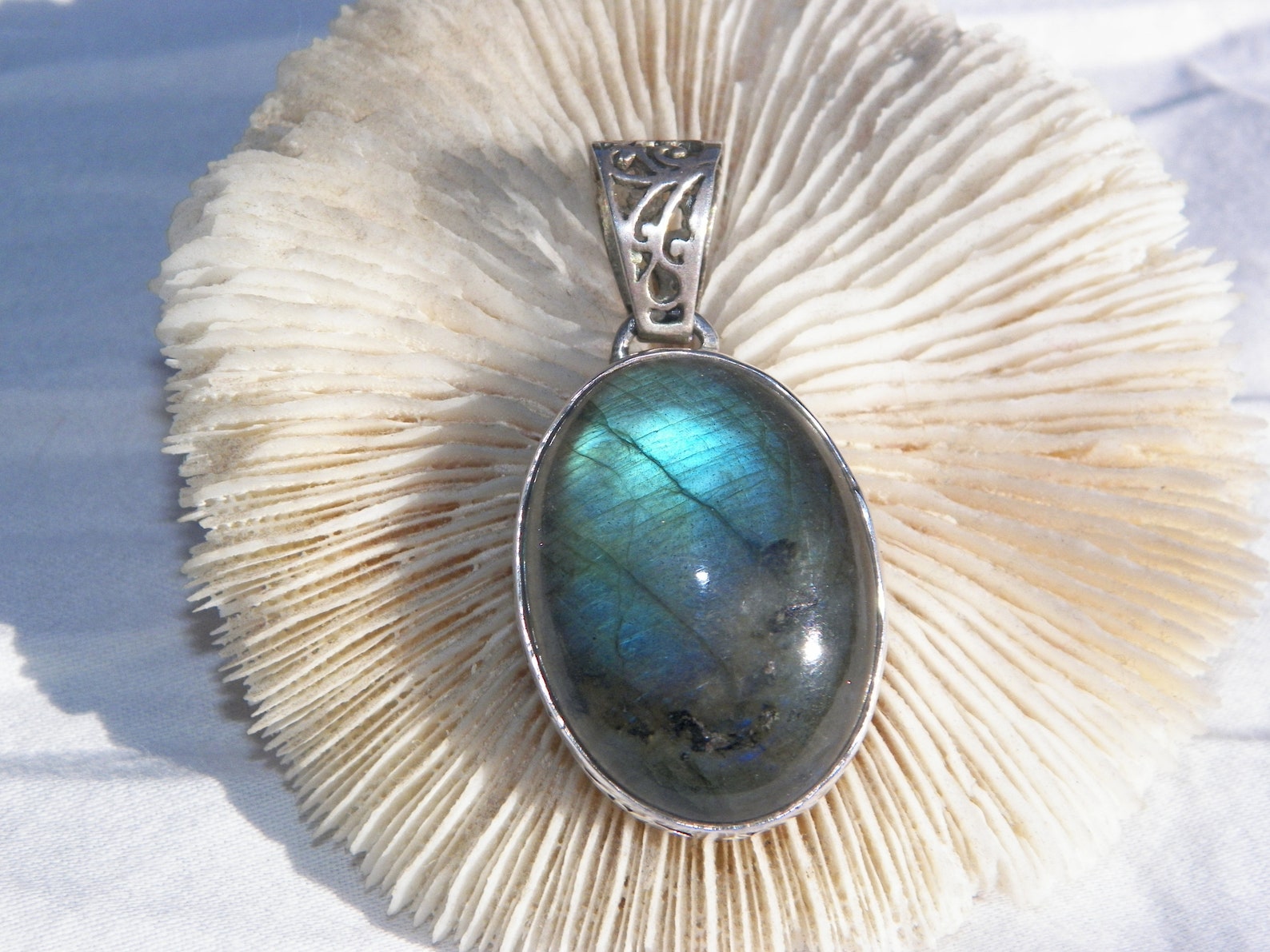 Large Sterling Silver Labradorite Gemstone Pendant Gift for - Etsy