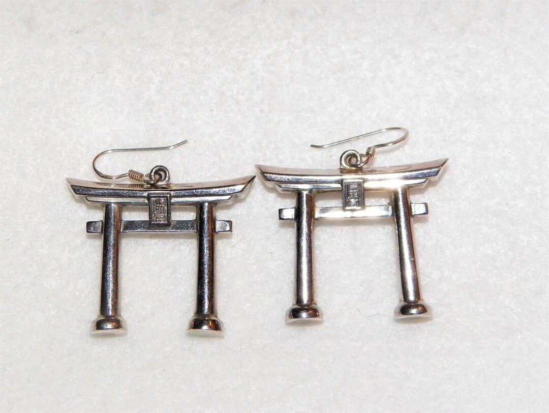 Sterling Silver Chinese Character Earrings, - Etsy
