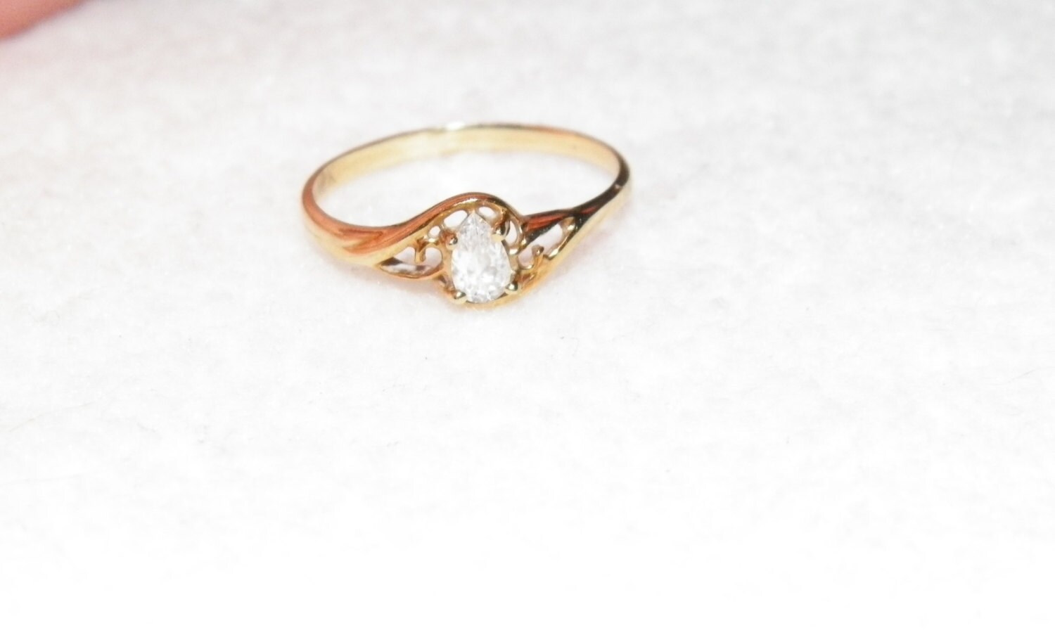 Vintage 10k Gold CZ Ring | Etsy