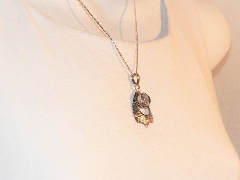Unique Sterling Silver Pendant With Clear Stone | Etsy