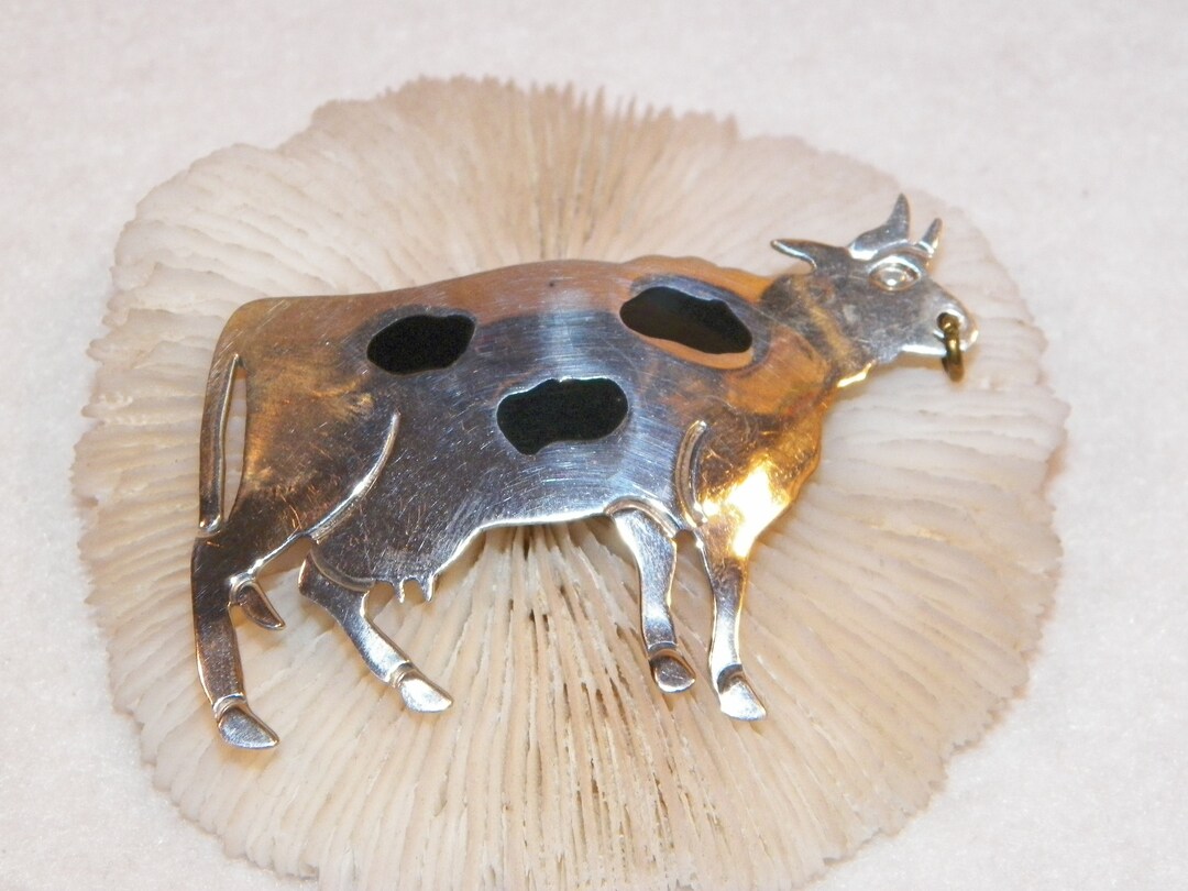 Sterling Silver Cow Brooch, Sterling Silver Cow Pendant, - Etsy