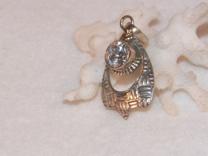 Unique Sterling Silver Pendant With Clear Stone | Etsy