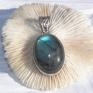 Large Sterling Silver Labradorite Gemstone Pendant, Gift for Her ...