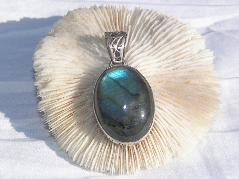 Large Sterling Silver Labradorite Gemstone Pendant Gift for - Etsy