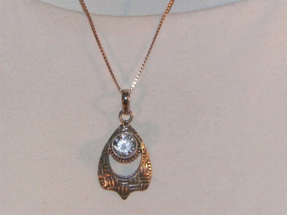Unique Sterling Silver Pendant With Clear Stone - Etsy