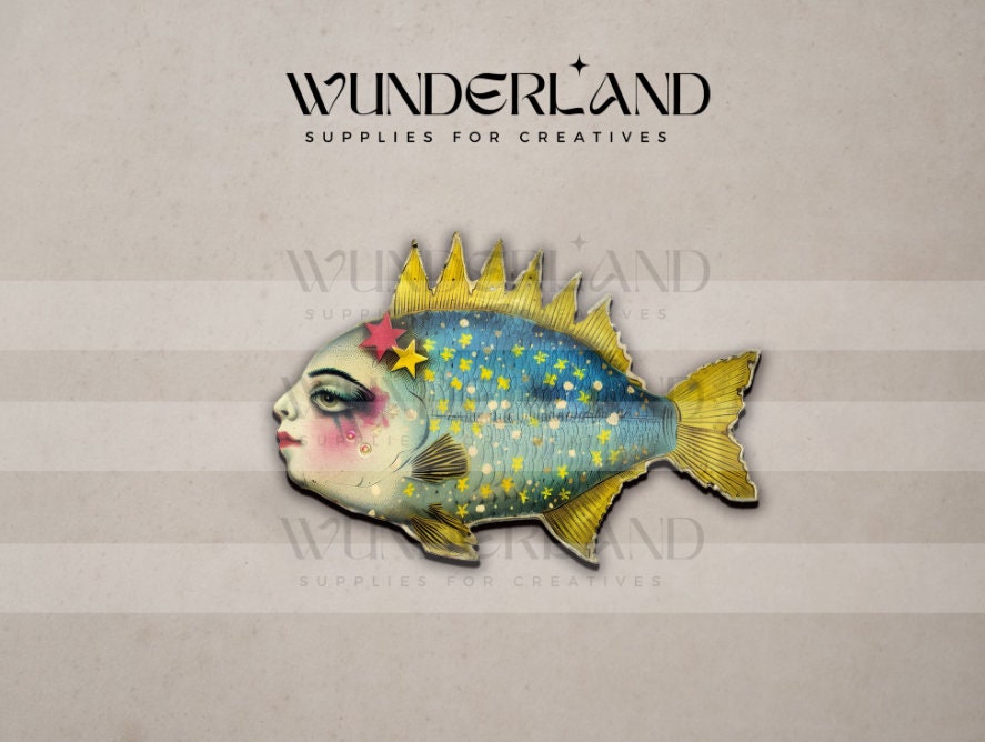 Bizarre Fish Laser Cut Wood Assemblage Art, DIY Brooch - Etsy