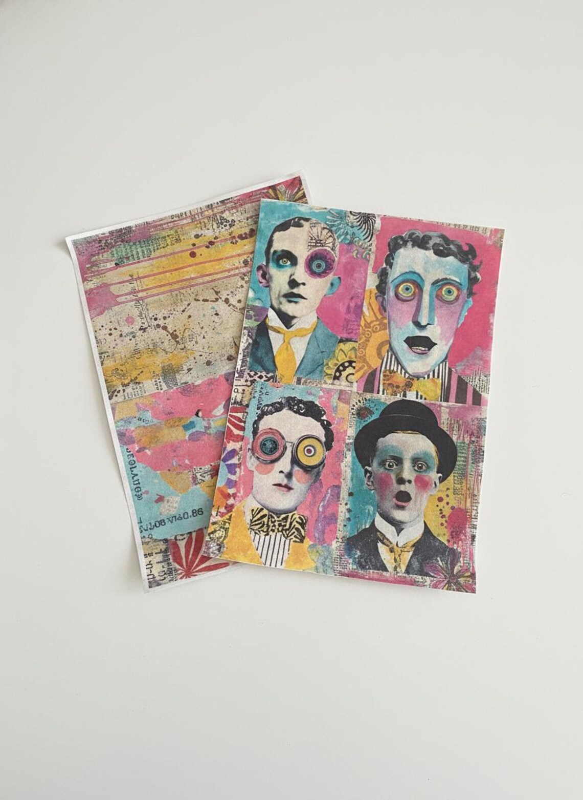 Vibrant Whimsical Faces and Patterned Rice Paper Decoupage Sheets - Etsy