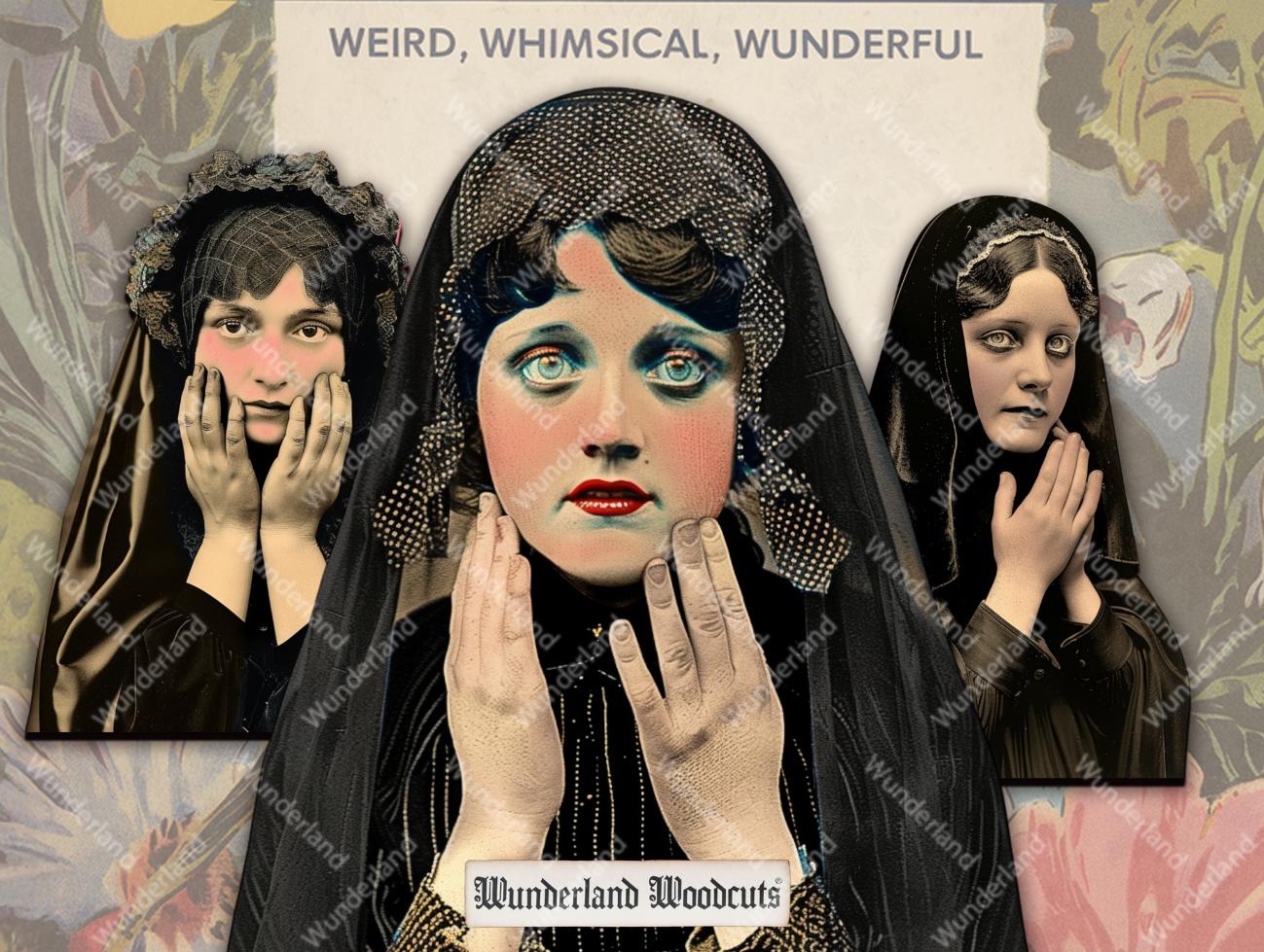 Sad Lady in Mourning Assemblage Wood Cutout – Mixed Media Altered Art ...