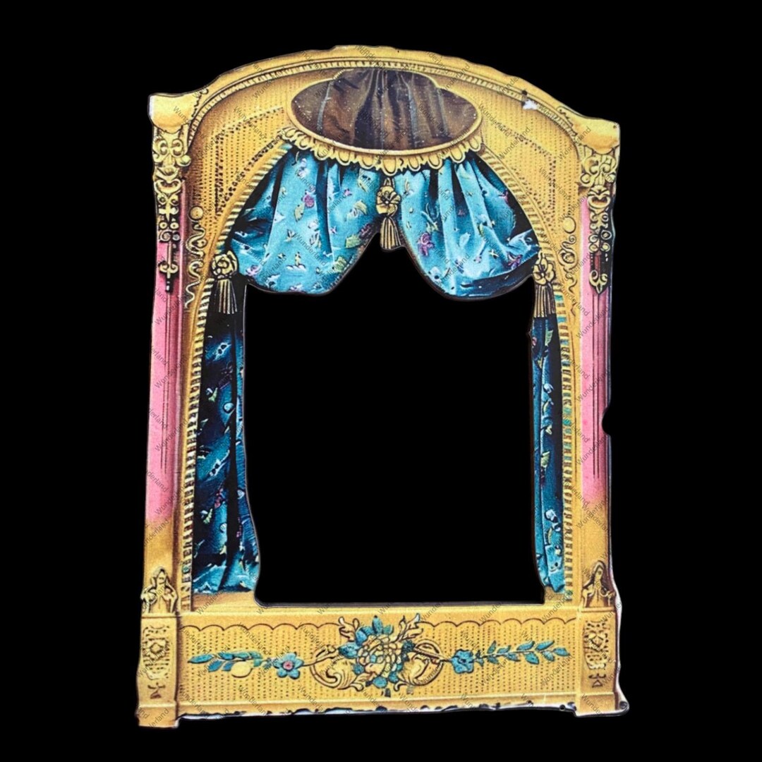Vintage Victorian Puppet Theater Look Front Plate Frame Base Background ...