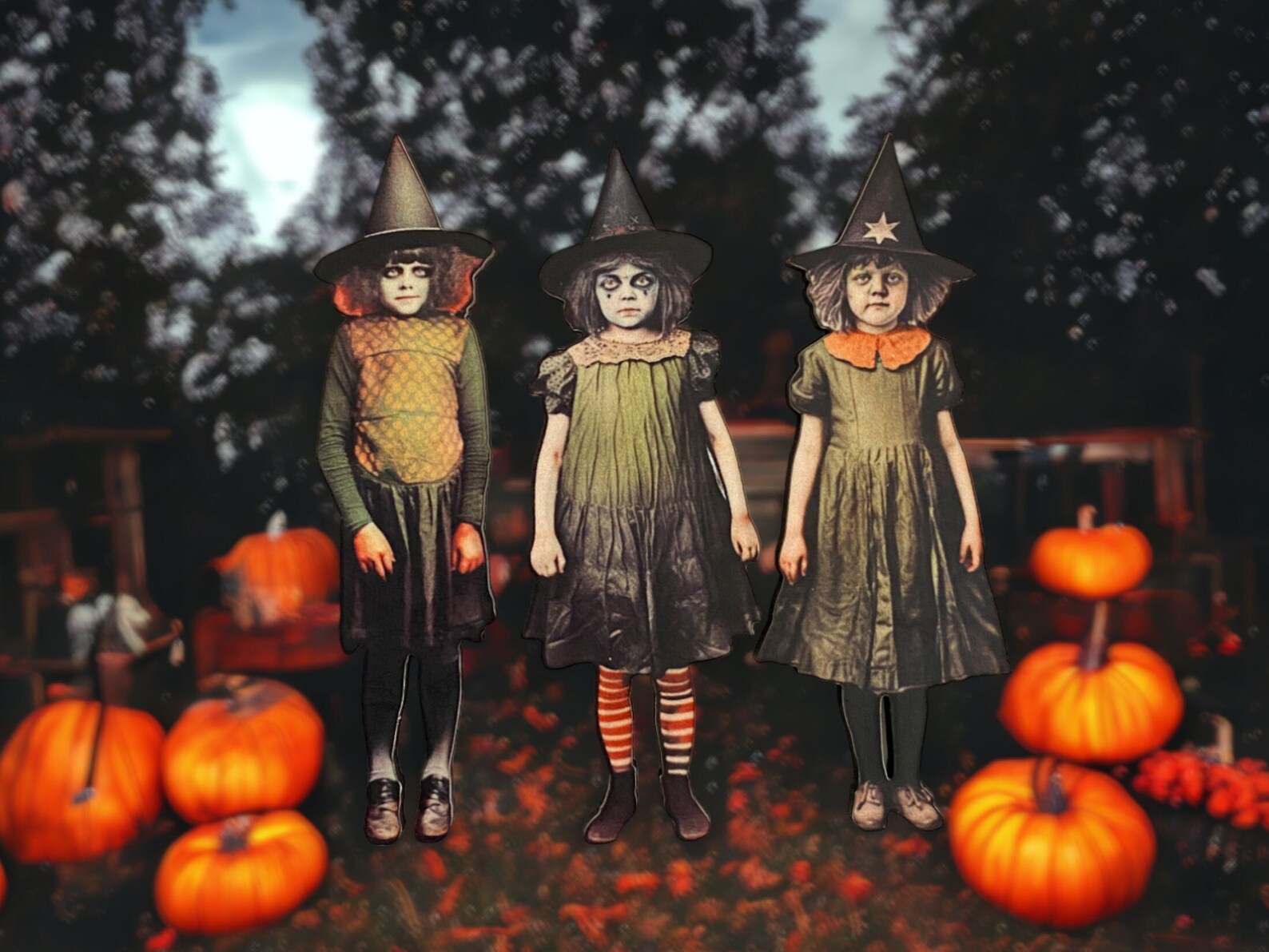3 Mini Witch Character Cutouts for Altered Art/mixed Media, Doll ...