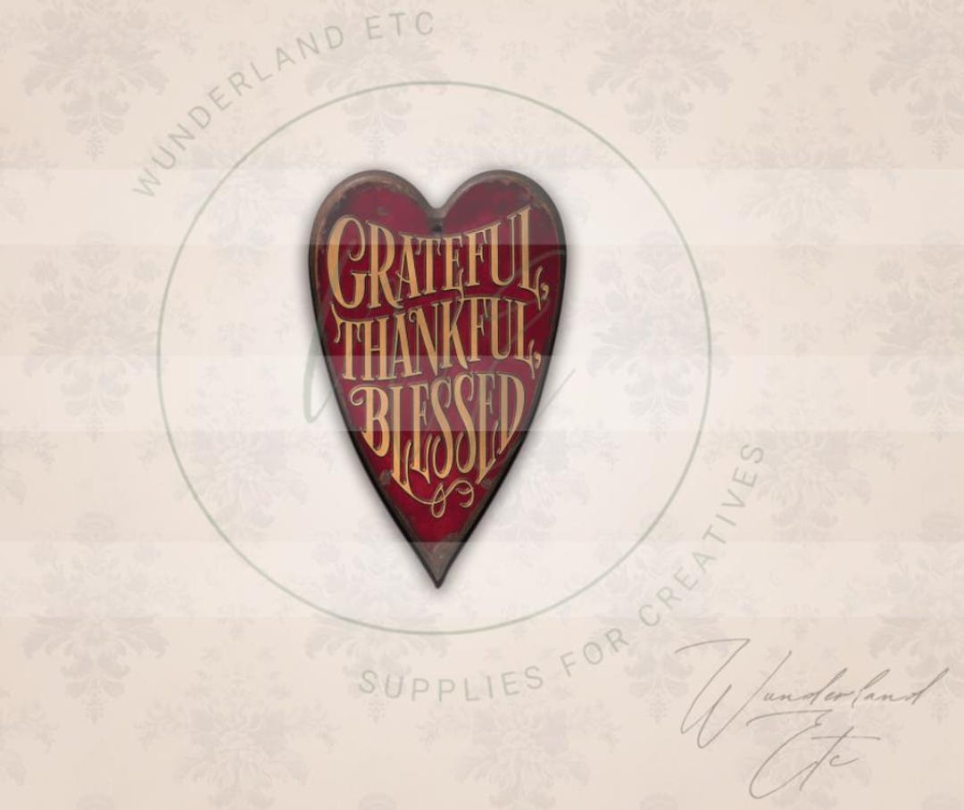 Grateful Thankful Blessed Heart Wood Charm Cab for Diy Jewelry Brooch ...