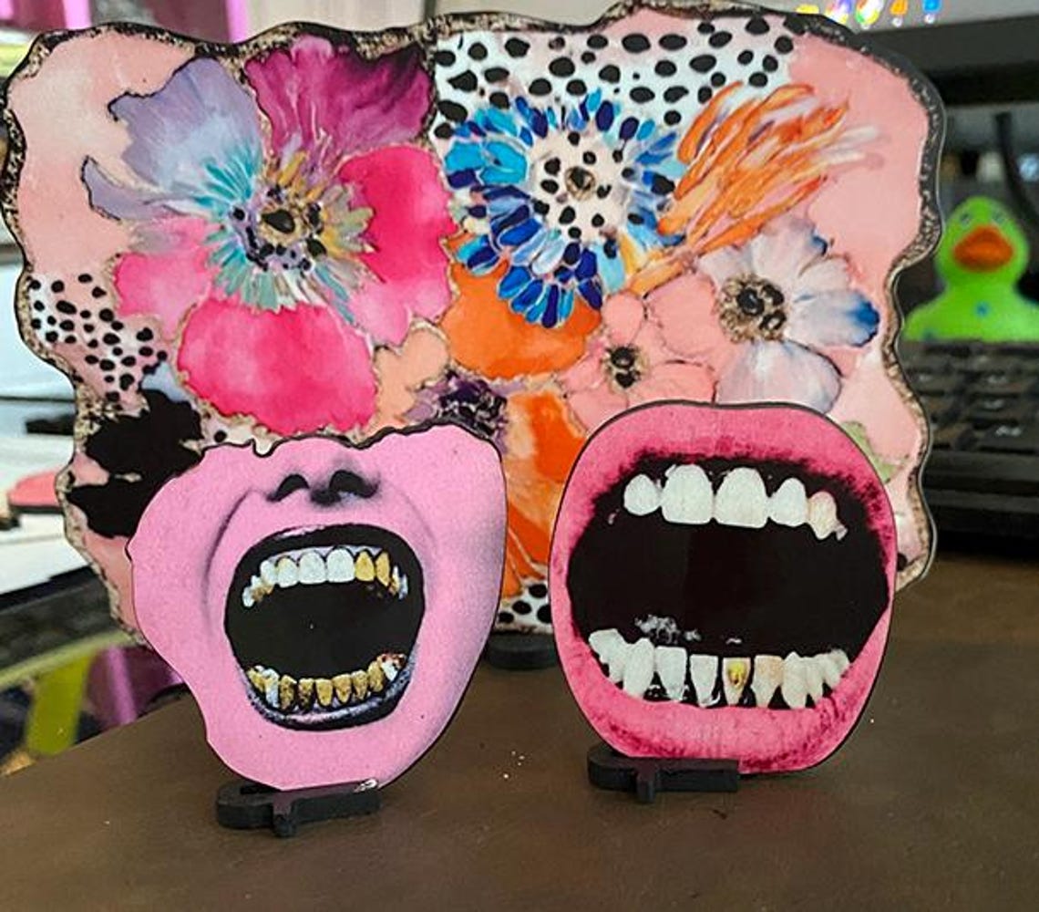 2 Cute Whimsically Weird Face Parts - Supplies for Jewelry, Altered Art ...