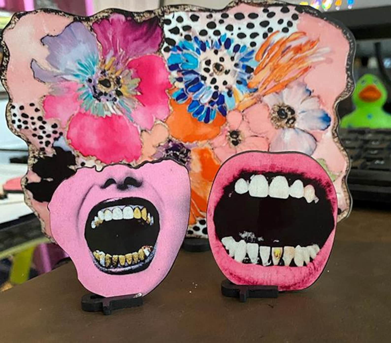 2 Cute Whimsically Weird Face Parts - Supplies for Jewelry, Altered Art ...