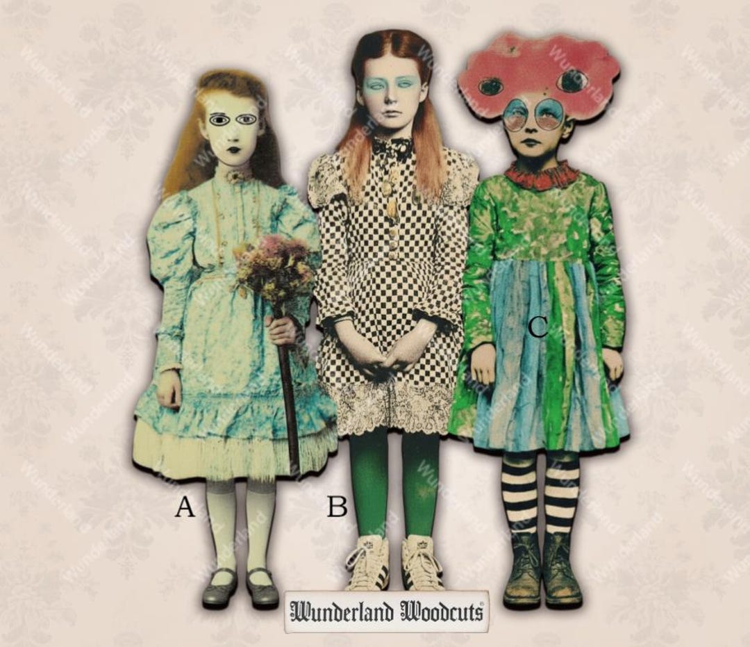 Creepy Wood Character Cutouts for Altered Art/mixed Media Assemblage ...
