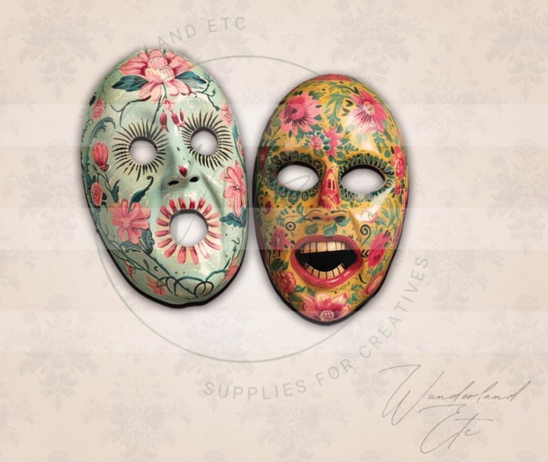 Comedy Tragedy Masks - Printed Wood Diecuts - Supplies for Jewelry ...
