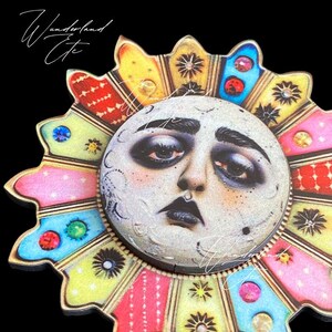 Bizarre Pouty Moon Head - Face Wood Cutouts for Ornaments, Jewelry ...