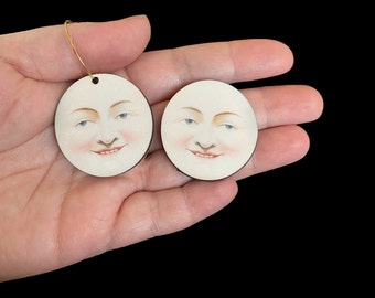 Bizarre Pouty Moon Head Face Wood Cutouts for Ornaments, Jewelry ...
