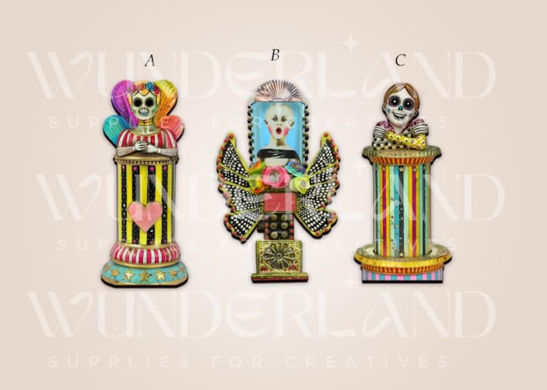Set of 3 Whimsical Circus Kitsch Cutouts for Altered Art/mixed Media ...