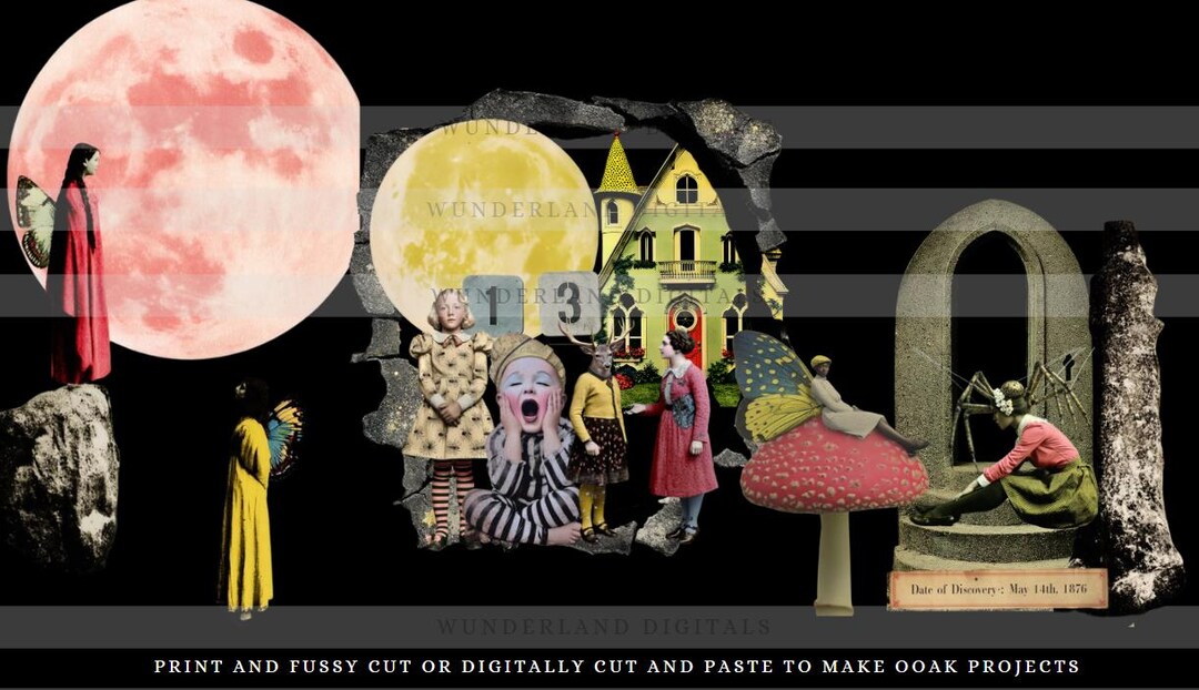 Weird Whimsical - 5x Fussy Cut Digital Collage Sheet Instant Download ...
