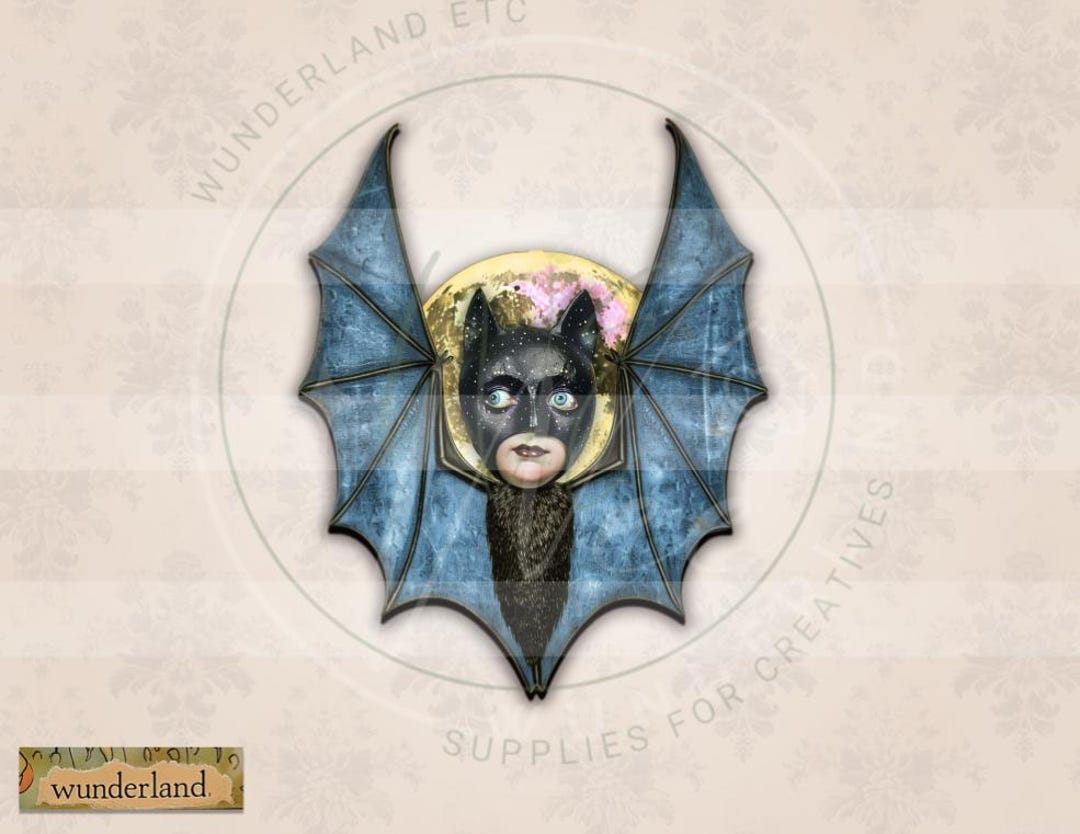 Whimsical Bat Halloween Diecut Embellishment Printed Wood Cutout ...