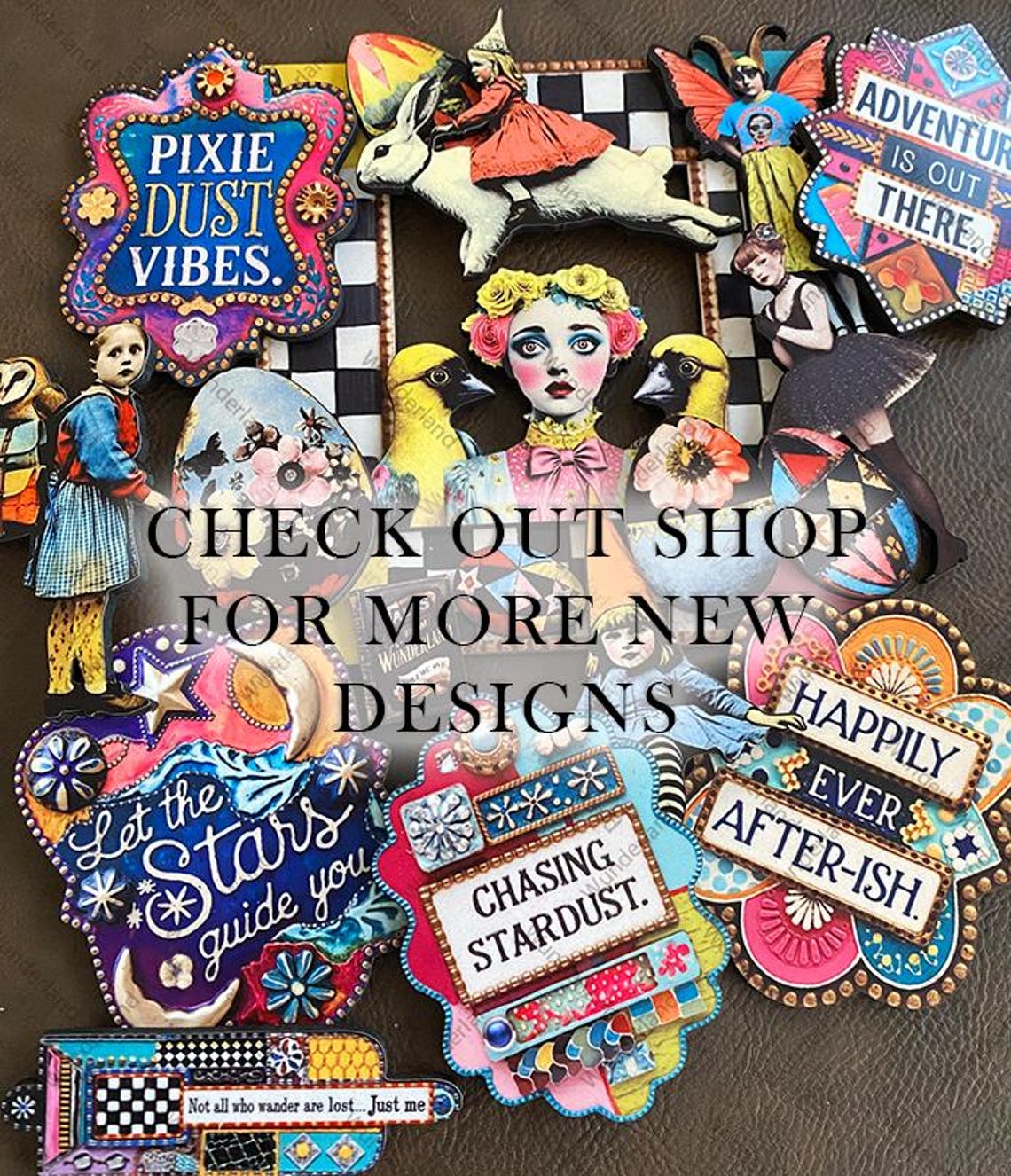Phrase Quote Wood Charm Cab for Layering Diy Jewelry Brooch Ornament ...