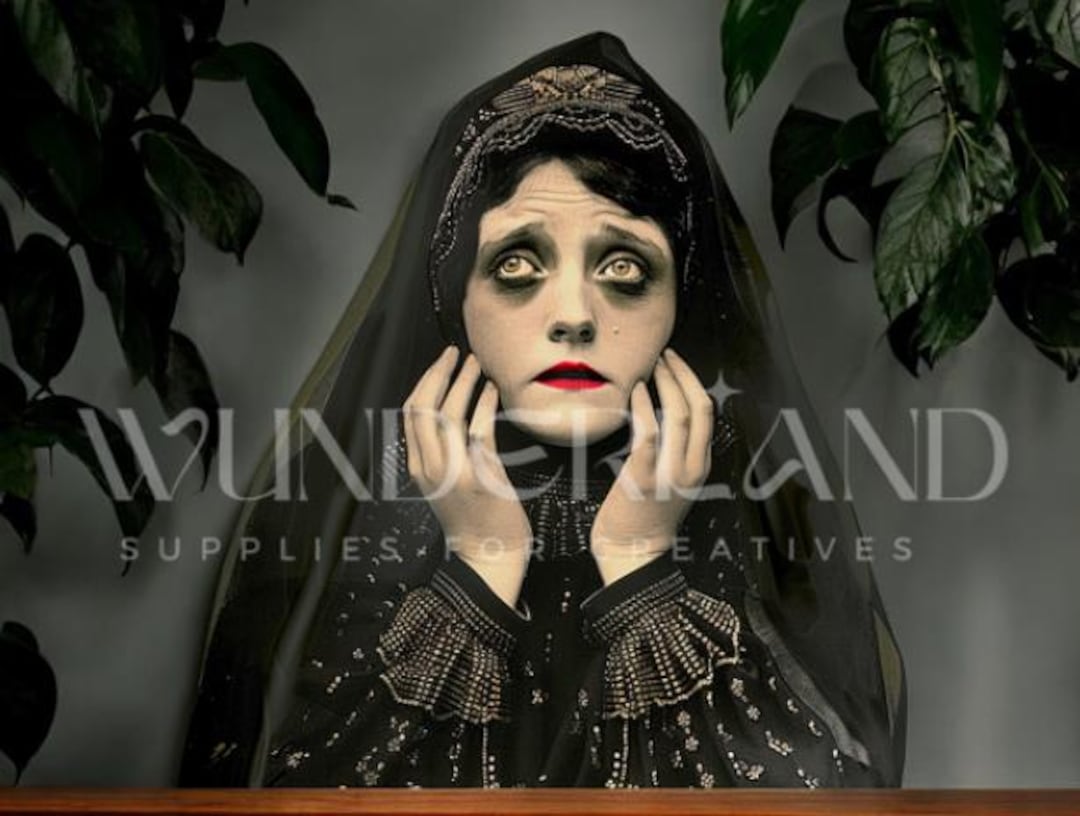Sad Lady in Mourning Assemblage Wood Cutout – Mixed Media Altered Art ...