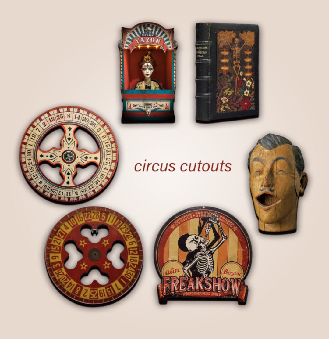 Creepy Circus Freakshow Cutouts Diy Jewelry Pins Necklace Wood Cuts ...
