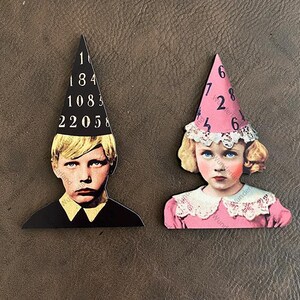 Miniature Dunce Boy Girl Set Character Cutout for Altered Art/mixed ...