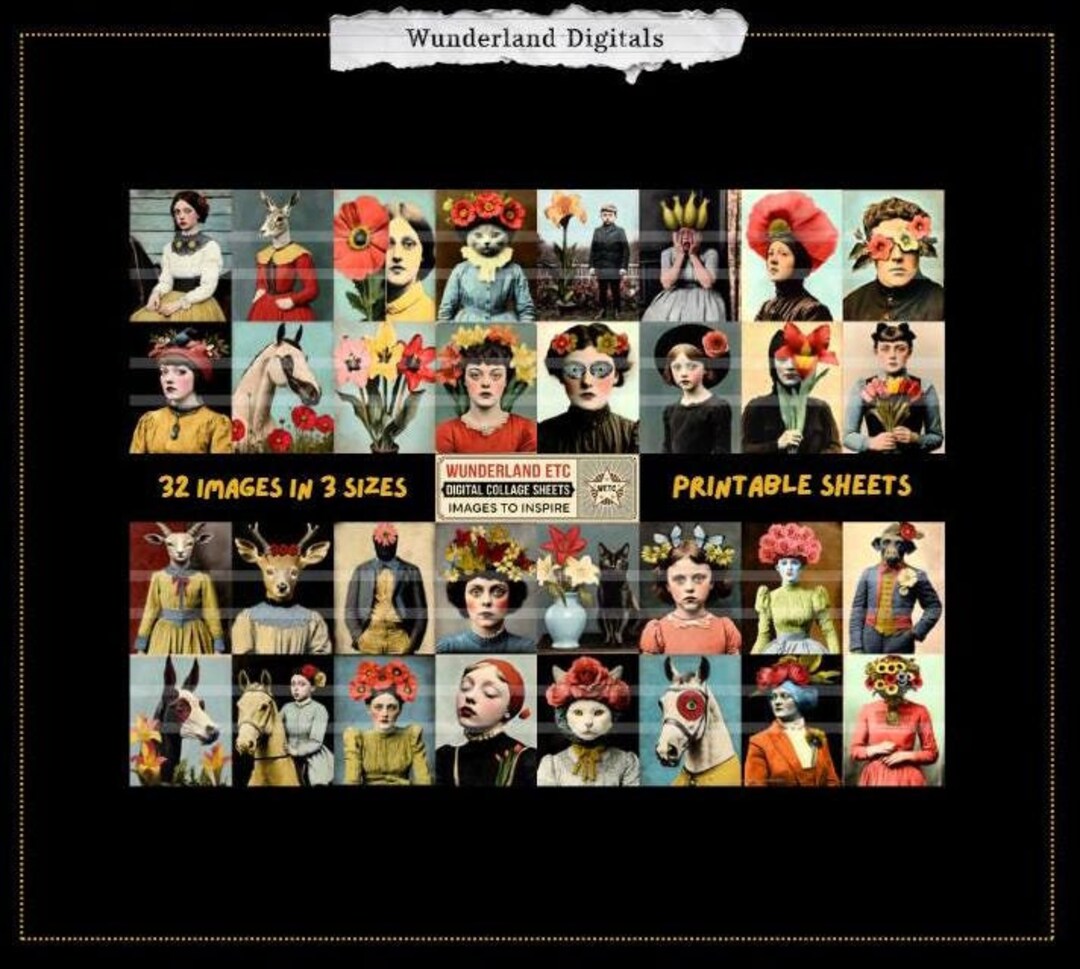 32x Fussy Cut Whimsical Weird Images - Digital Collage Sheet Instant ...