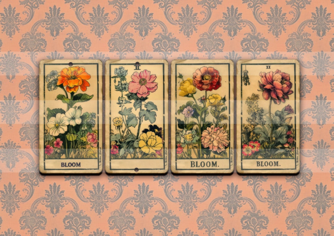 Tarot Flower Cards Cutouts Vintage Aesthetic Wood Printed Charm for ...